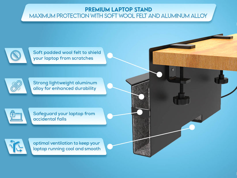 Side-Mount Laptop Desk Stand fits: Dell / Acer / ASUS /MacBook/Surface ...